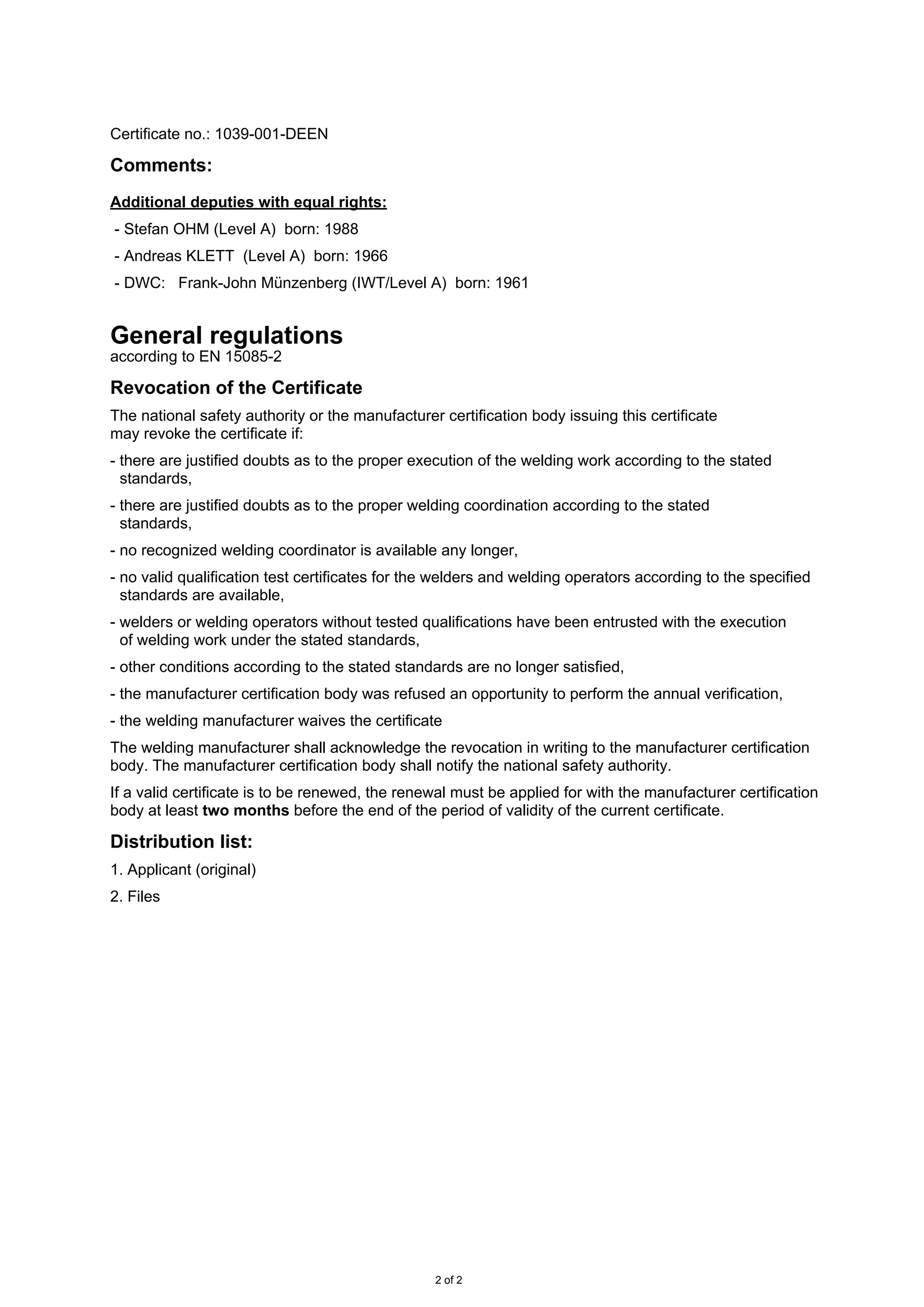 Certificate BV DIN EN 15085-2 Level CL1_en | PDF
