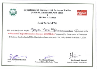Certificate of EXIM Policy | PPT
