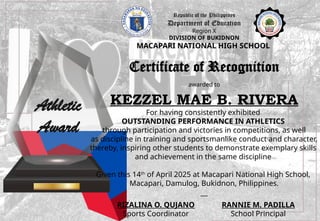 CERTIFICATE FOR HONORS school year 2025 mnhs | PPT