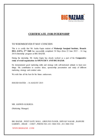 Certificate for internship | PDF