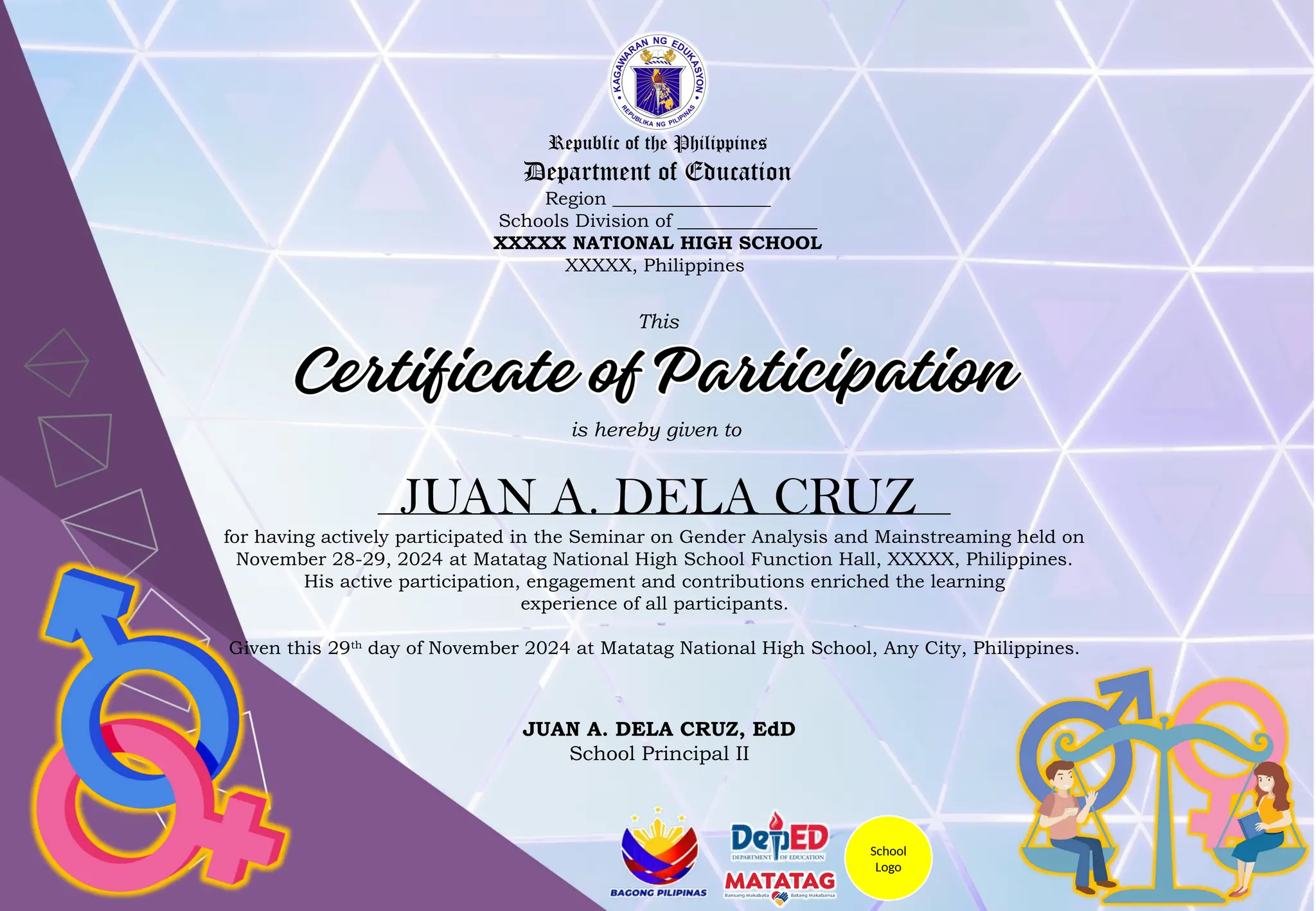 Certificate for Participants for GAD activity | PPTX