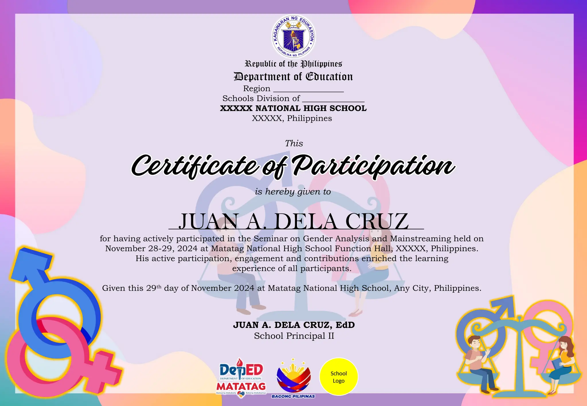 Certificate for Participants for GAD activity | PPTX