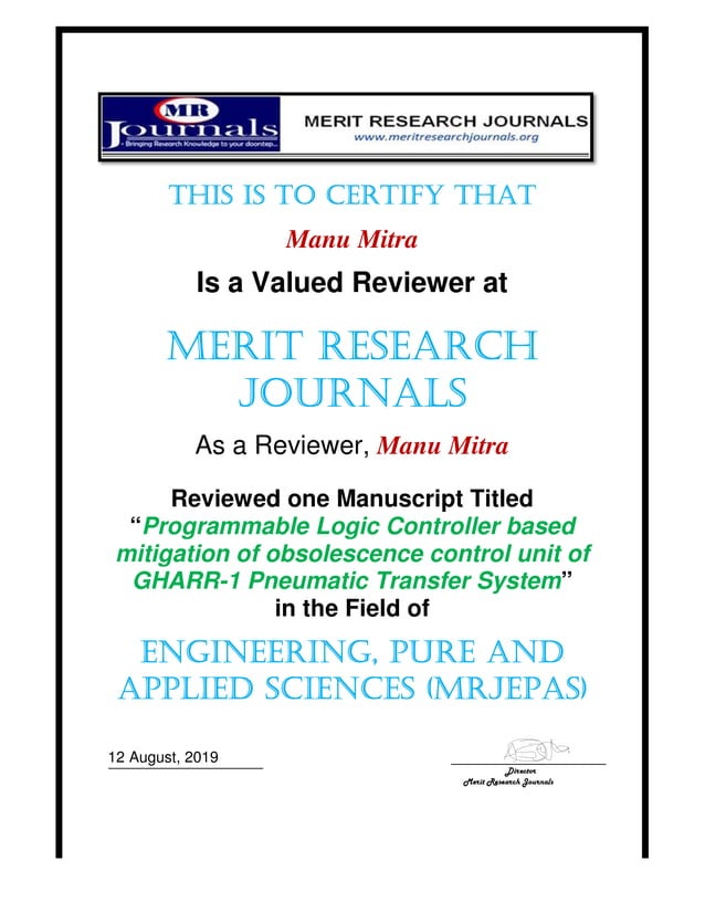 04. Merit Research Journals Certificate | PDF
