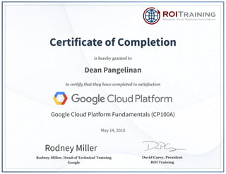 Certificate - Google Cloud Platform Fundamentals | PDF