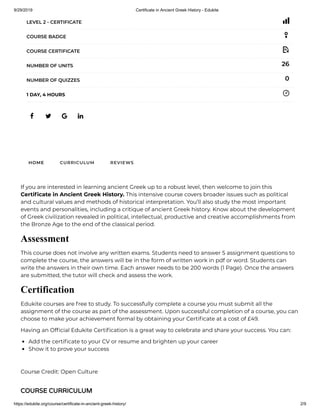 Certificate in Ancient Greek History - Edukite | PDF