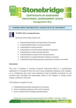 Certificate in assessing vocational acheivement textbook print | PDF