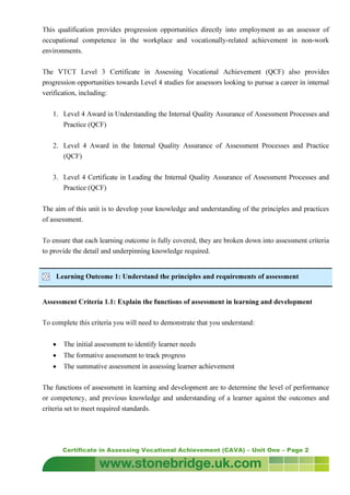 Certificate in assessing vocational acheivement textbook print | PDF