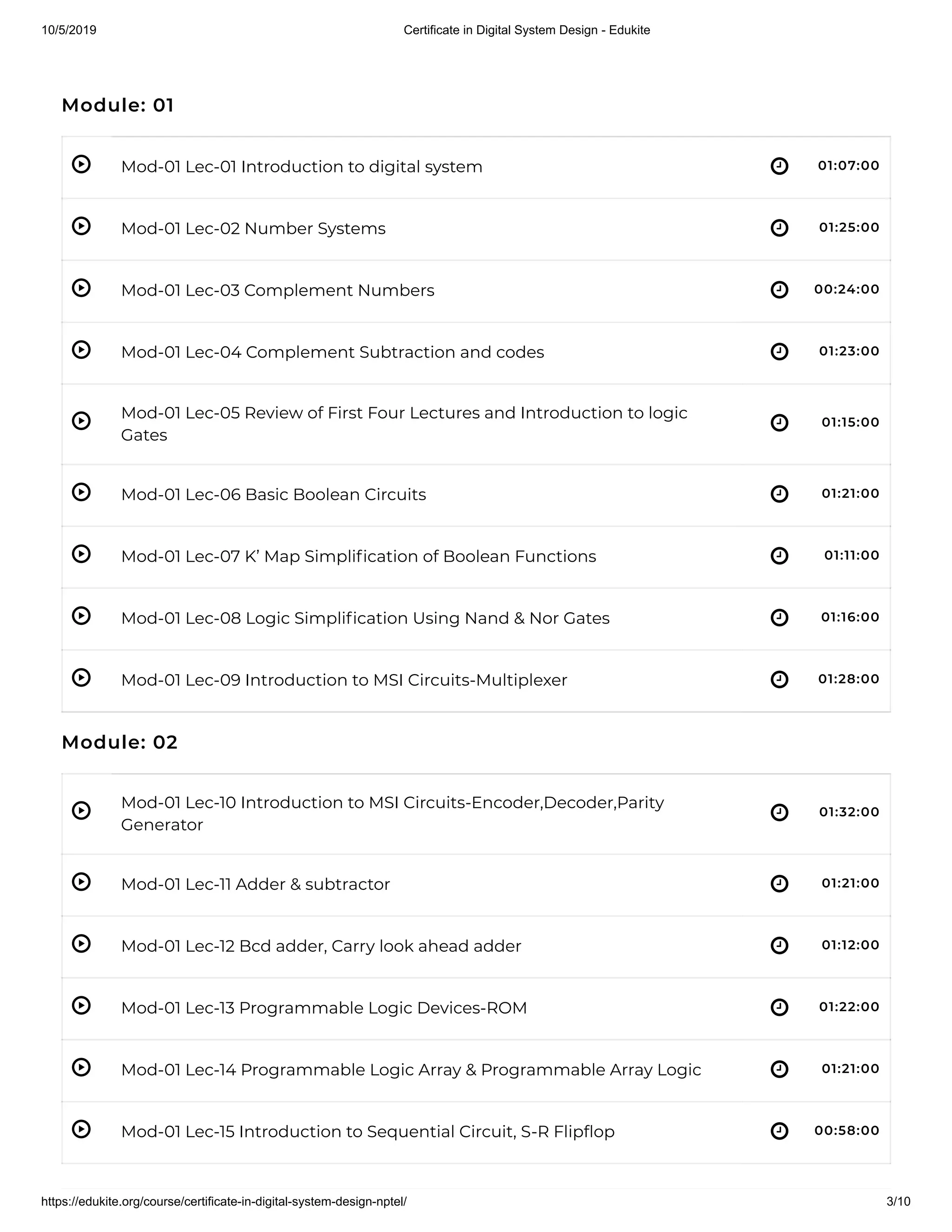Certificate in Digital System Design - Edukite | PDF