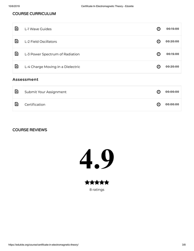Certificate In Electromagnetic Theory - Edukite | PDF