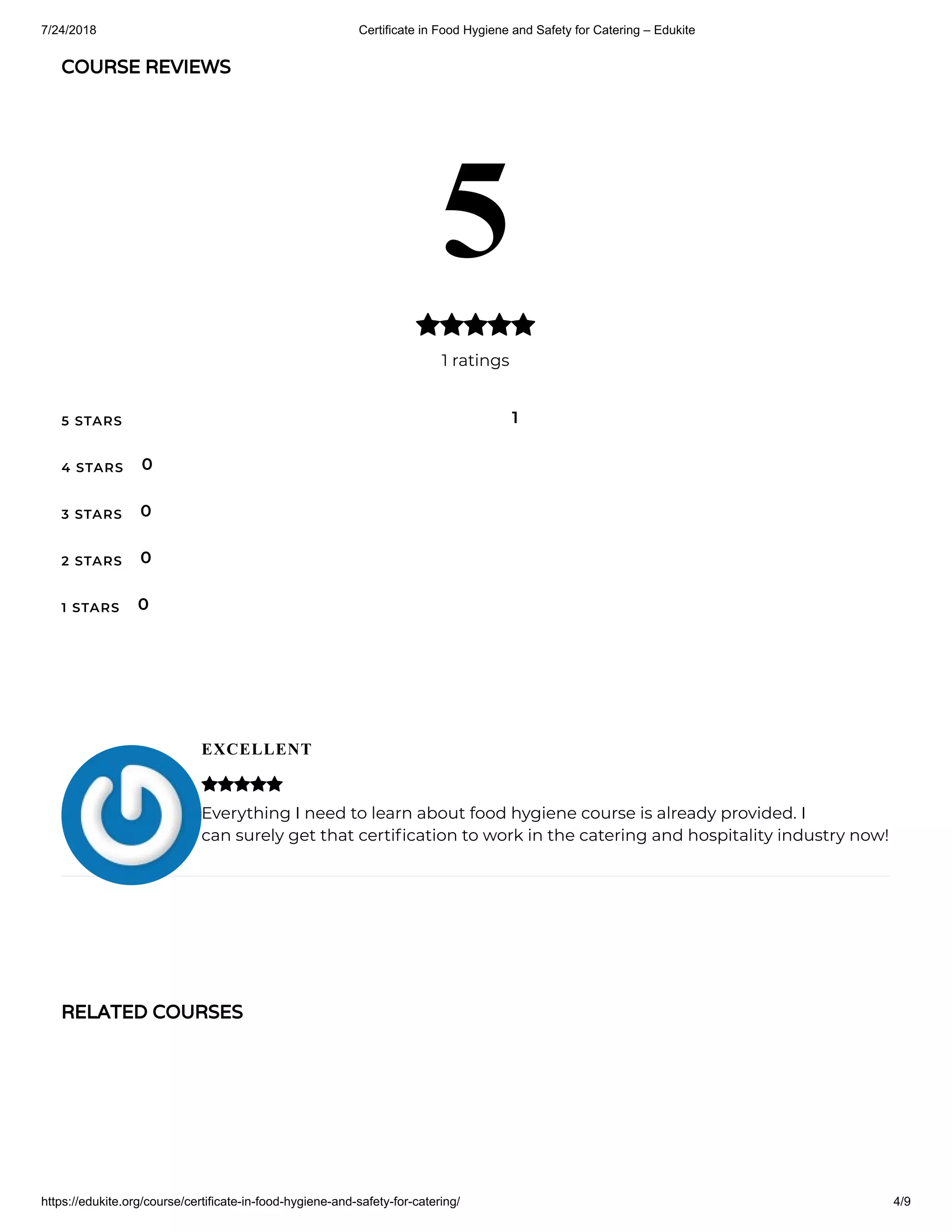 Certificate in Food Hygiene and Safety for Catering - Edu Kite | PDF