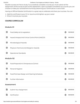 Certificate in Food Hygiene and Safety for Catering - Edu Kite | PDF ...