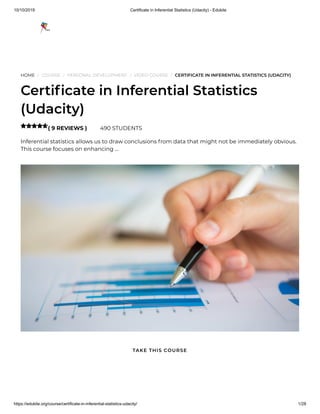 Certificate in Inferential Statistics (Udacity) - Edukite | PDF