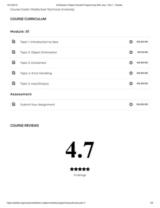 Certificate in object oriented programming with java part 1 - edukite | PDF