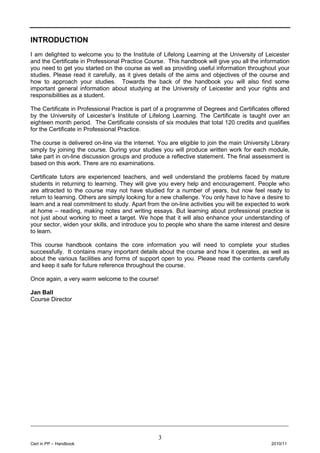 Certificate in professional practice course handbook intro | PDF