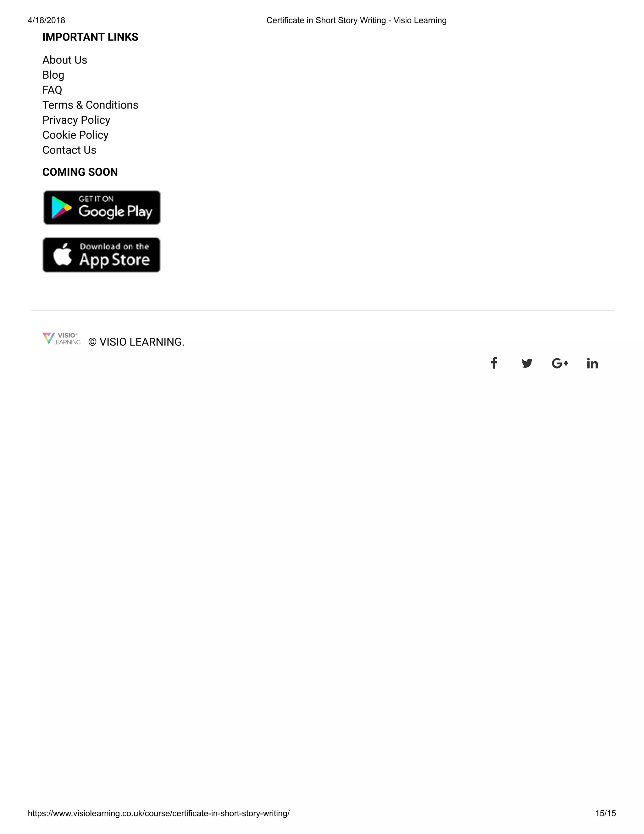 Certificate in short story writing visio learning | PDF