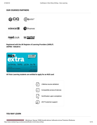 Certificate in short story writing visio learning | PDF