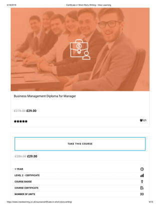 Certificate in short story writing visio learning | PDF