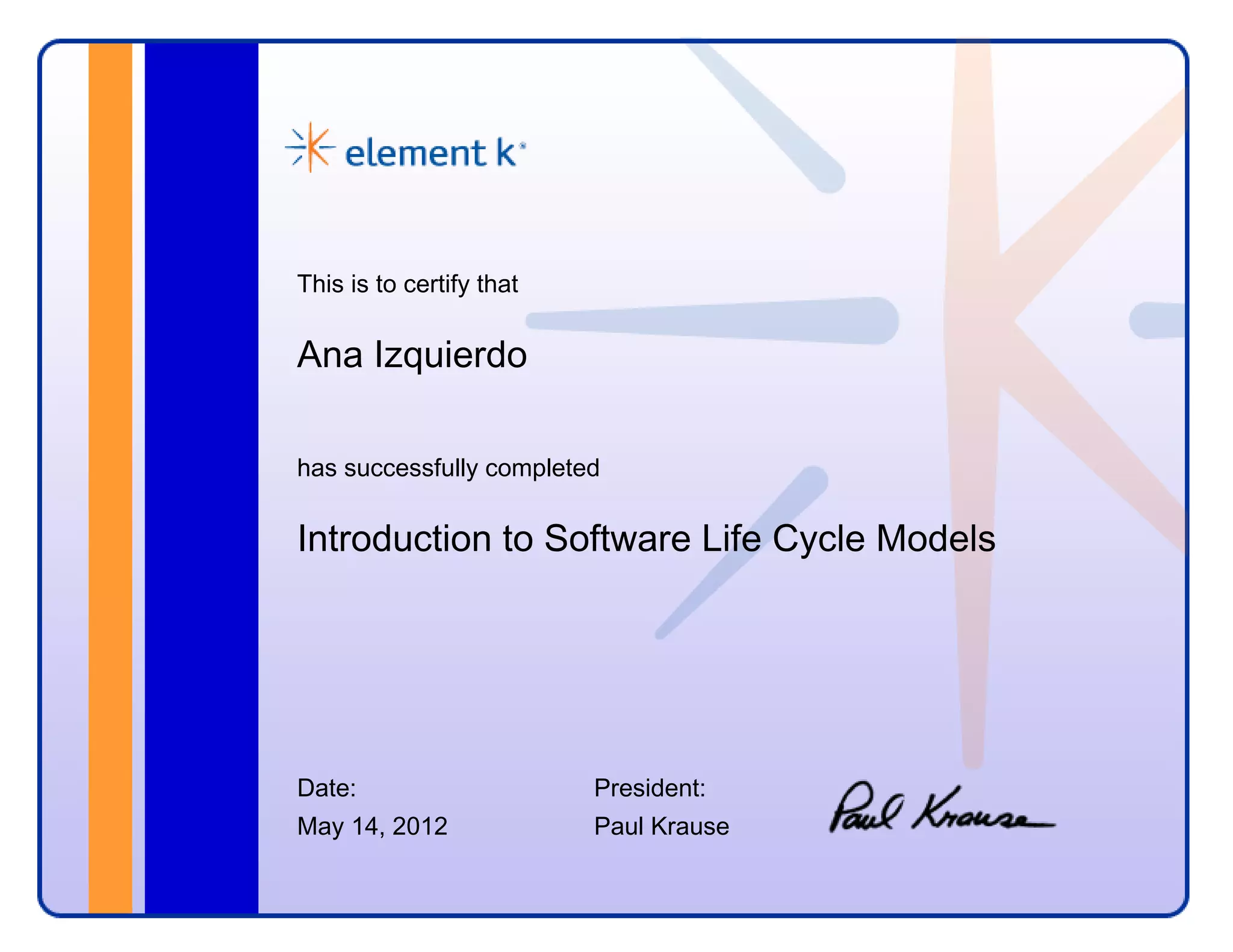 Certificate Introduction To Software Life Cycle Models | PDF | Computer Software and ...