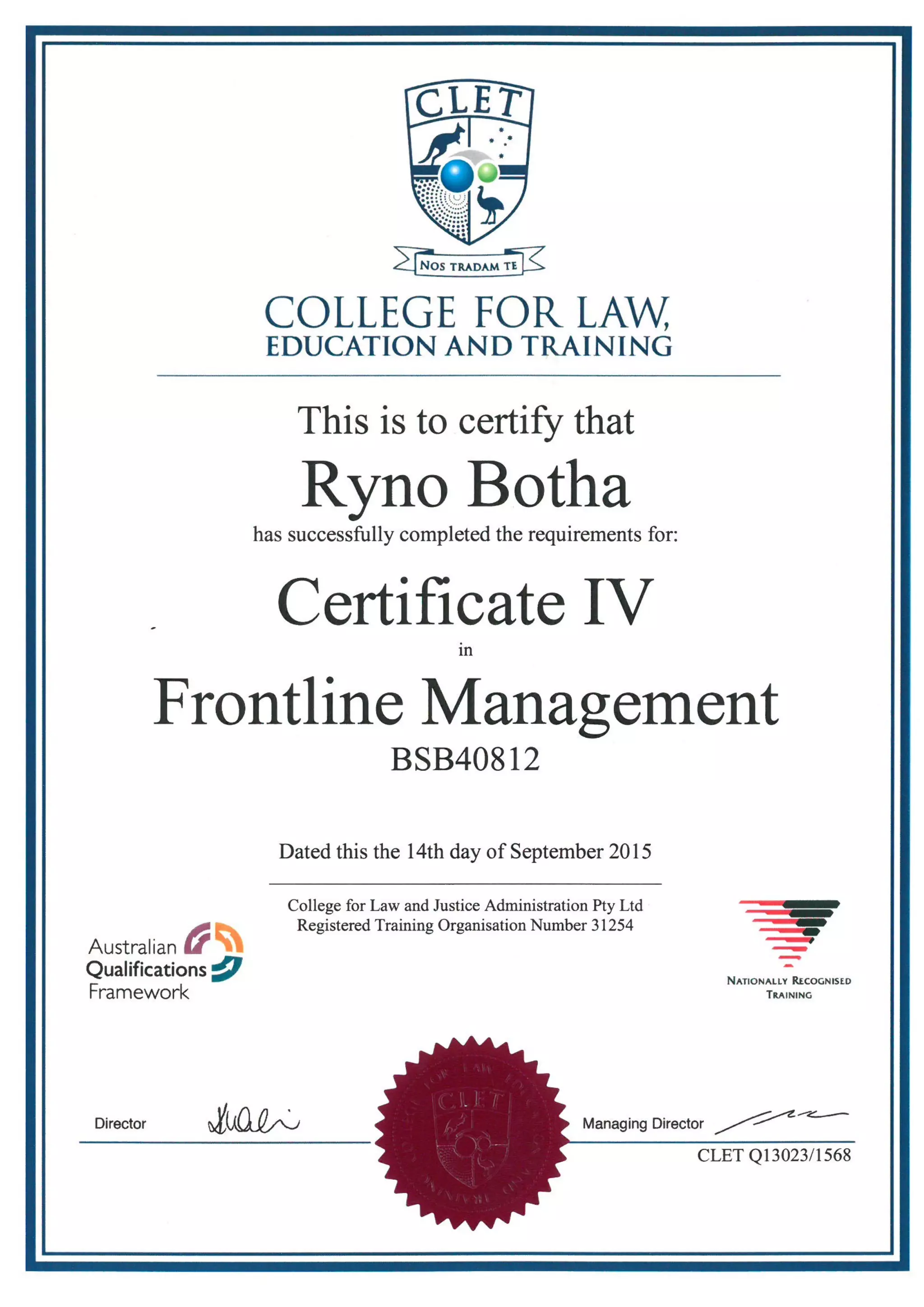 Certificate iv frontline management | PDF