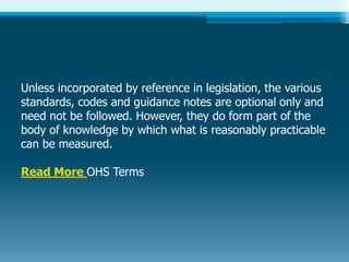 Certificate IV OHS - Glossary of Common OHS Terms | PPT