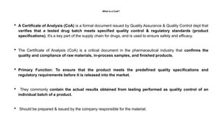 Certificate of Analysis- Ensuring Quality, Safety & compliance | PPTX