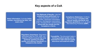 Certificate of Analysis- Ensuring Quality, Safety & compliance | PPTX