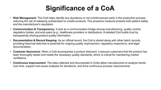 Certificate of Analysis- Ensuring Quality, Safety & compliance | PPTX