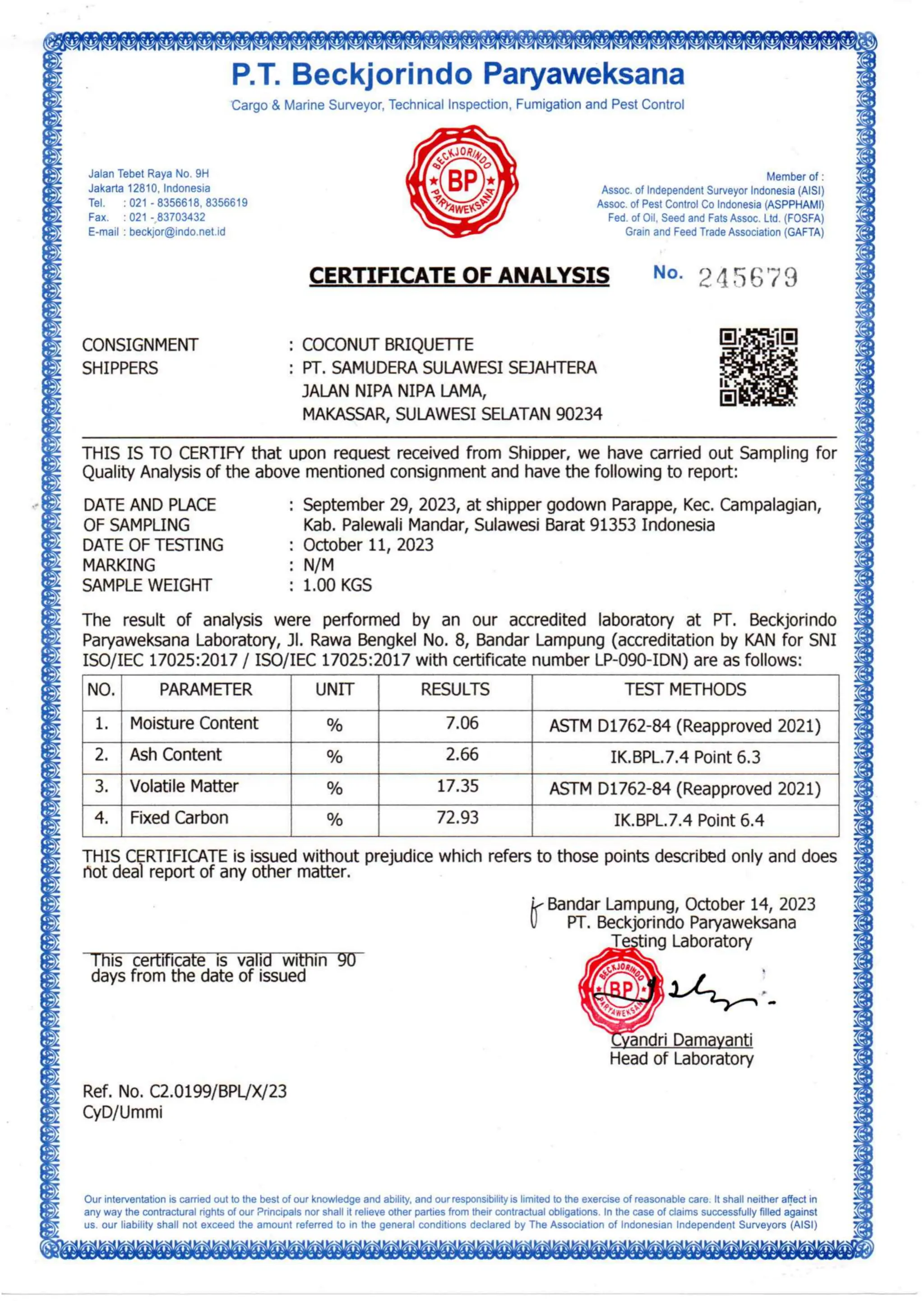 CERTIFICATE OF ANALYSIS CHARCOAL BRIQUETTES.pdf