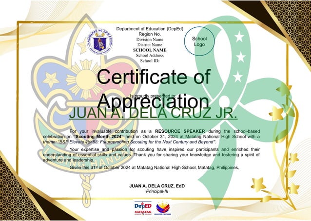 CERTIFICATE OF APPRECIATION FOR BSP AND GSP | PPTX
