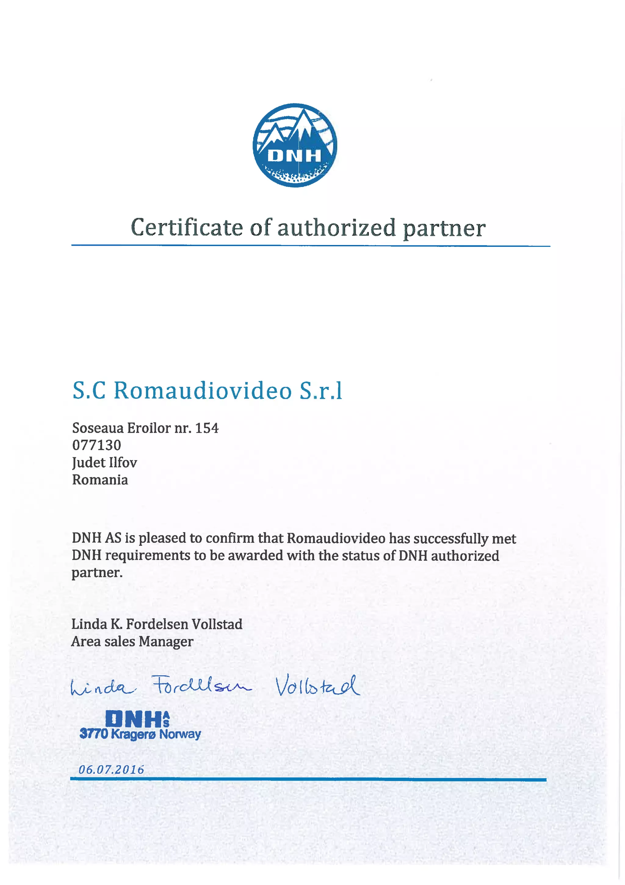 Certificate of authorized partner 2016 | PDF