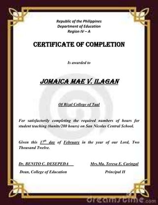 Certificate of completion | DOCX