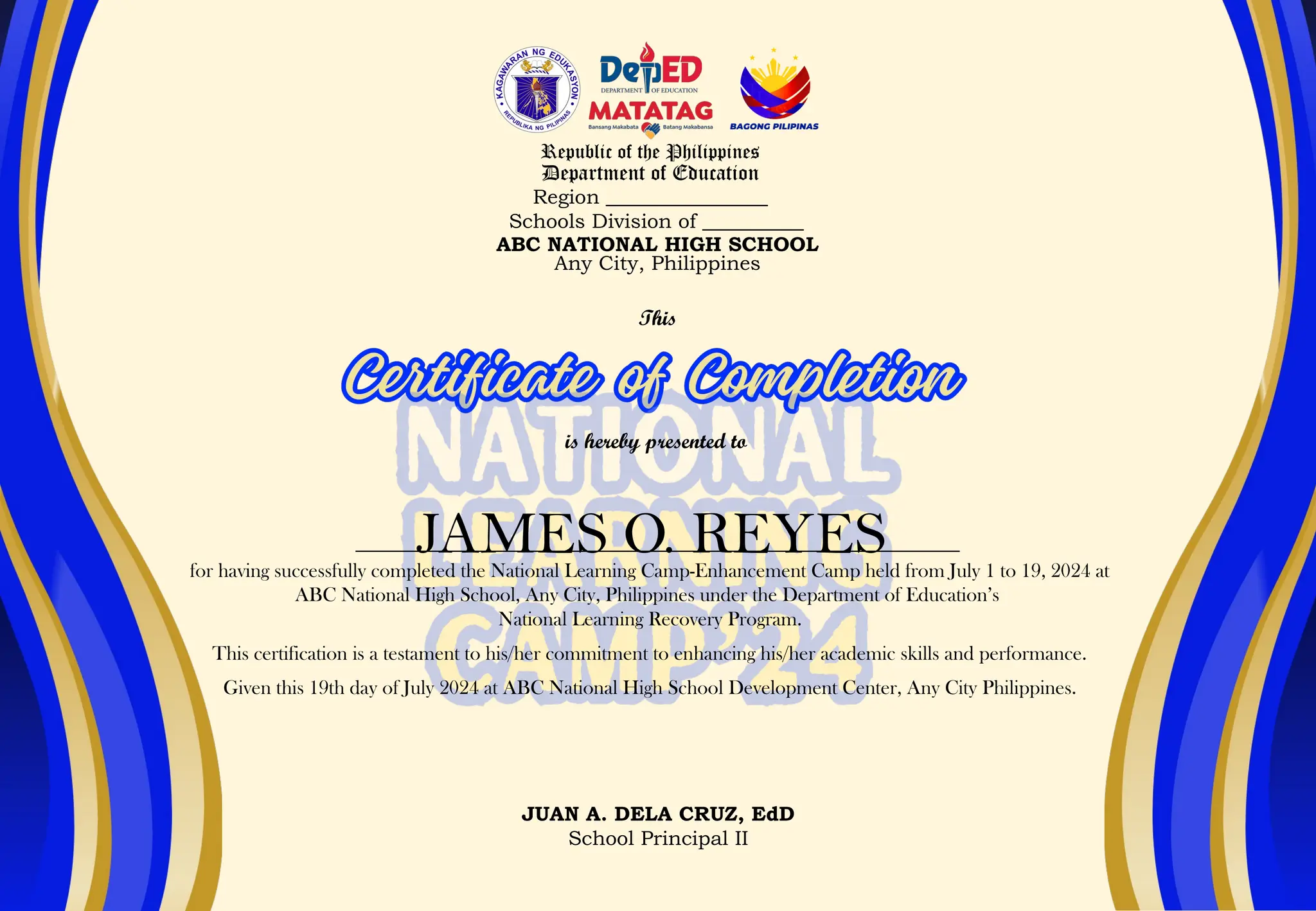 Certificate of Completion 5 for National Learning Camp.pptx