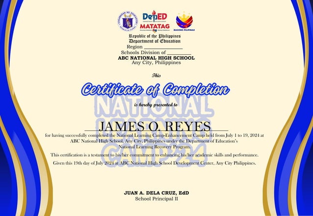 Certificate of Completion 5 for National Learning Camp.pptx