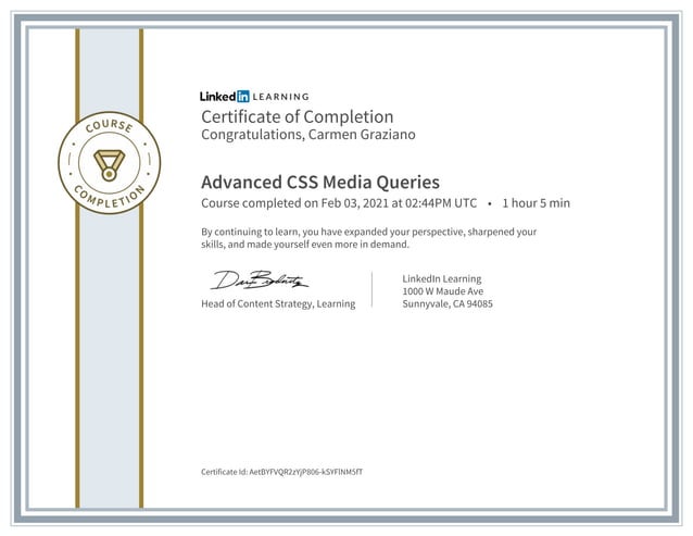 Certificate of completion advanced css media queries | PPT