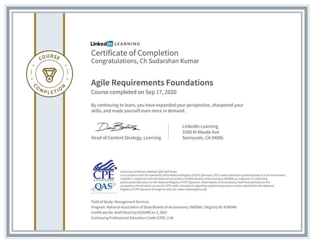 Certificate ofcompletion agile requirements foundations-4 | PPT