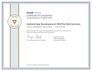 Certificate of completion android app development restful web services | PPT