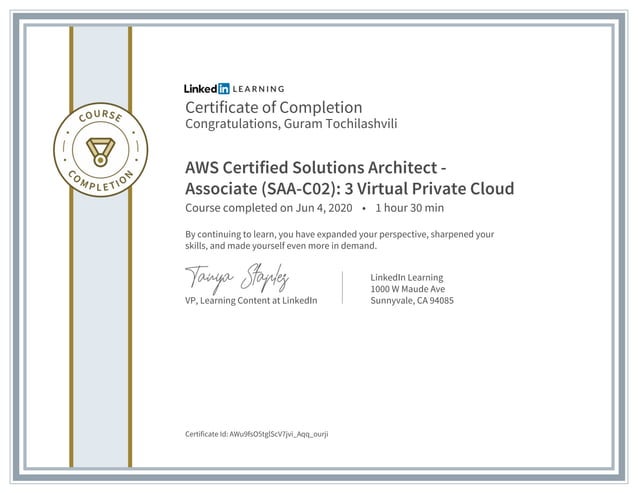 Certificate of completion aws certified solutions architect - associate (saa-c02)_ 3 virtual ...