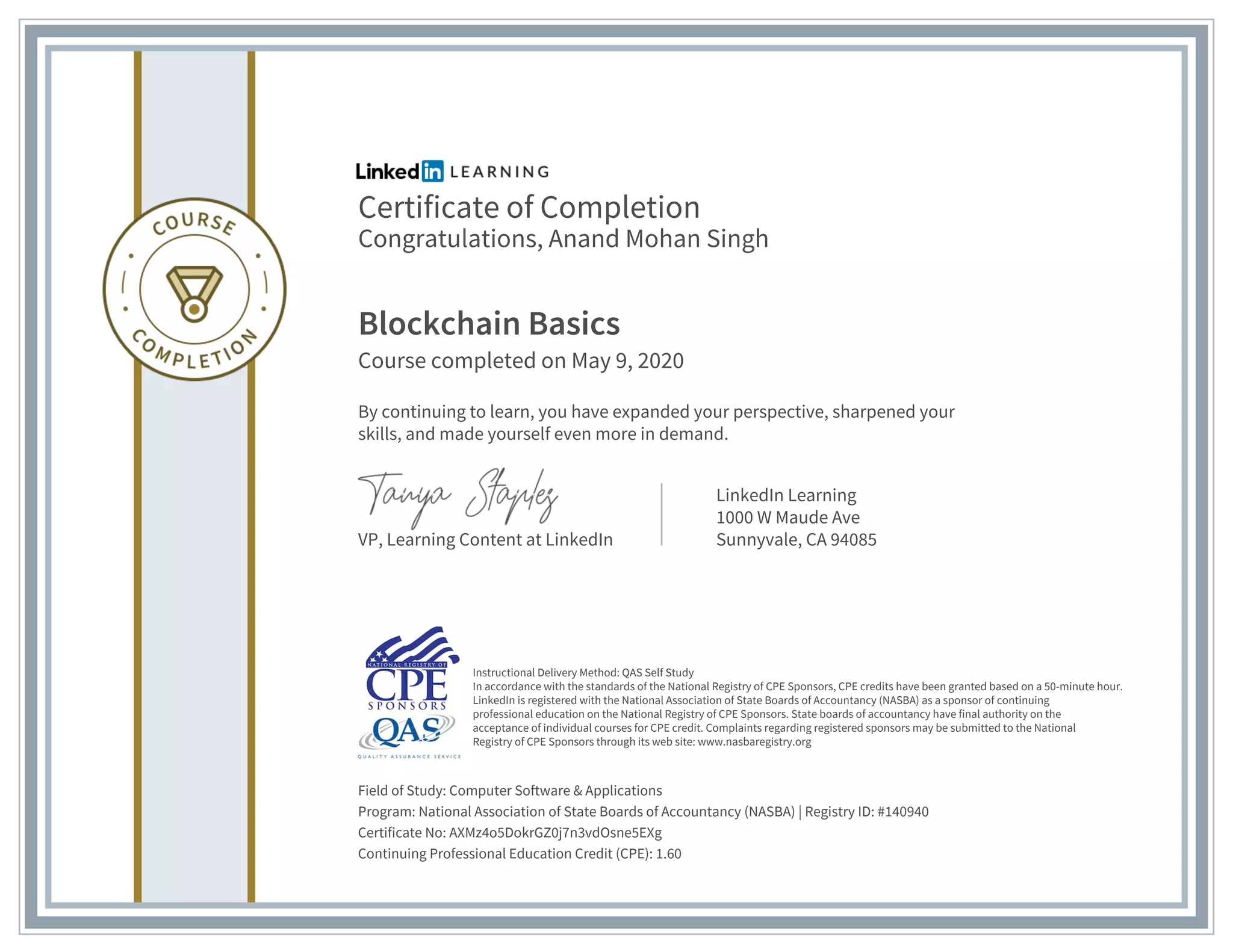 Certificate of Completion Blockchain Basics | PPT Certificate of Completion Blockchain Basics | PPT
