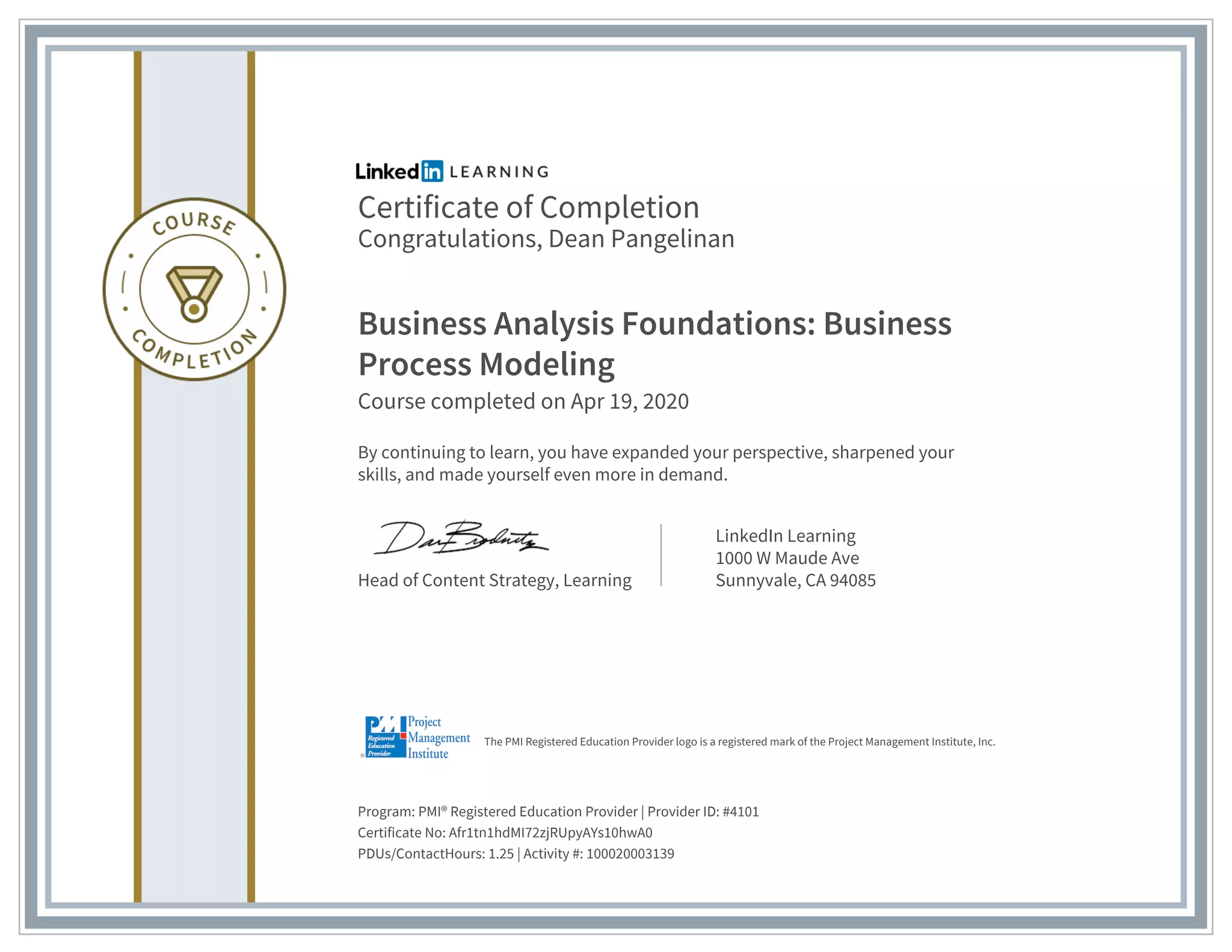 LinkedIn Certificate - "Business Analysis Foundations: Business Process ...