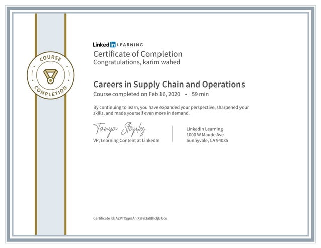 Certificate ofcompletion careers in supply chain and operations | PPT