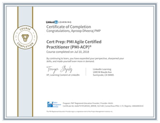Certificate ofcompletion cert prep pmi agile certified practitioner pmi ...