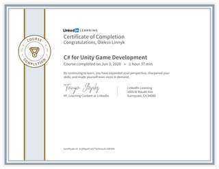Certificate of completion C# for unity game development | PDF | Social Networking | Internet