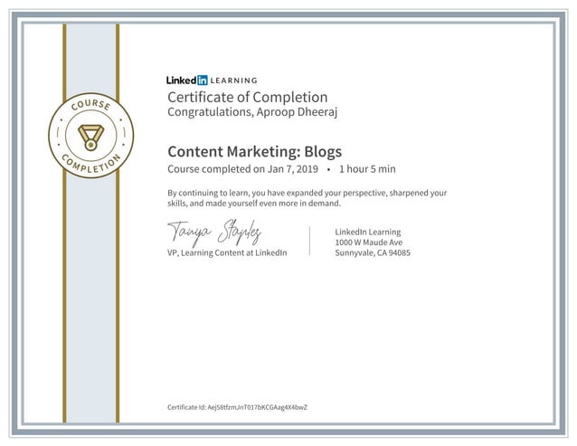 Certificate ofcompletion content marketing blogs | PDF