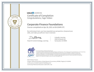 Certificate of Completion Corporate Finance Foundations | PDF
