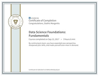 Certificate of completion data science foundations fundamentals | PDF
