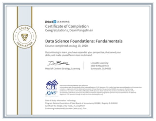 LinkedIn Certificate - "Data Science Foundations: Fundamentals" (NASBA) | PDF