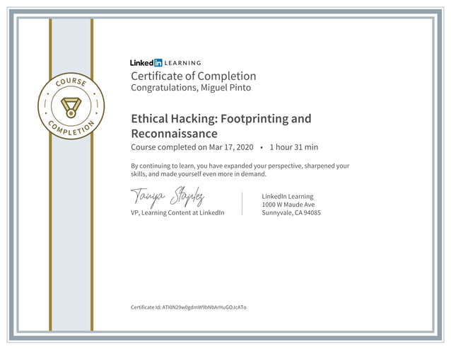 Certificate ofcompletion ethical hacking footprinting and ...