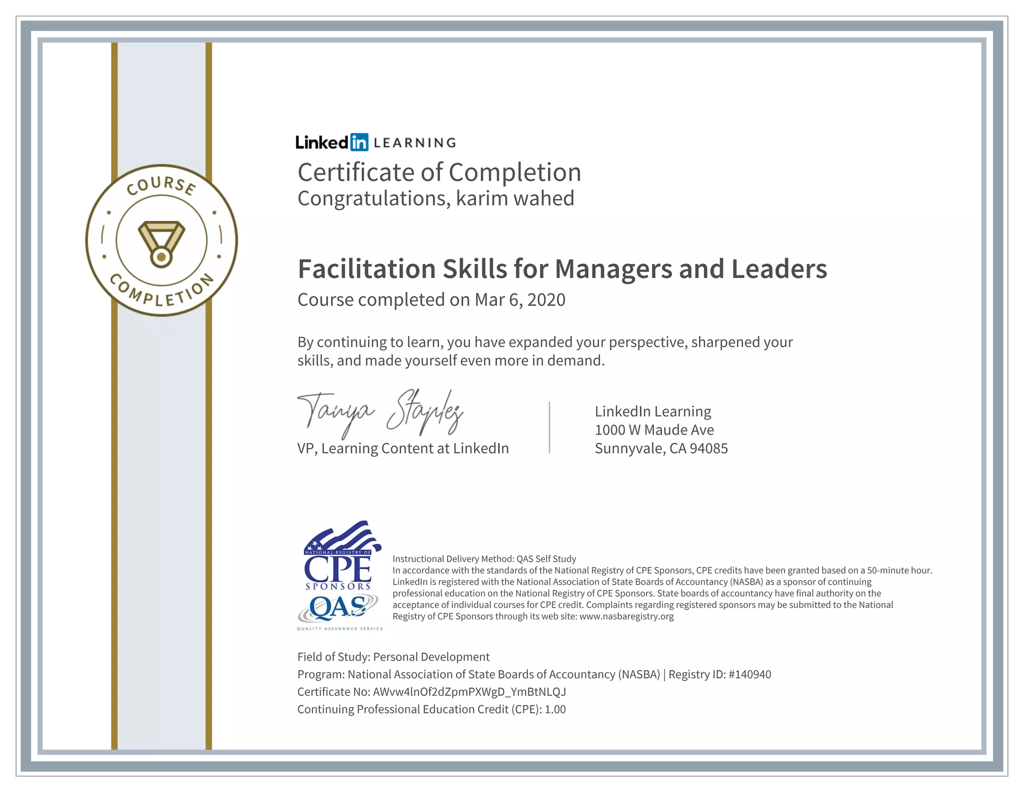 Certificate of Completion Facilitation skills for Managers and Leaders ...