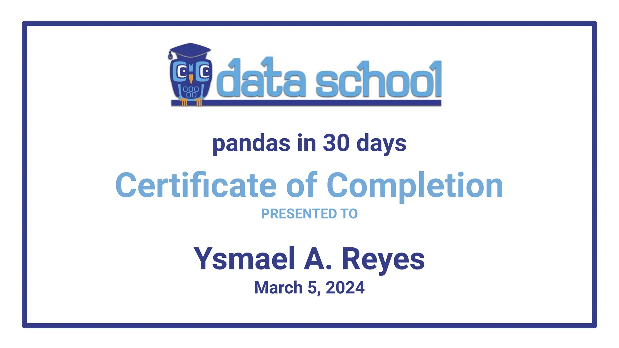 Certificate of Completion for Ysmael A. Reyes (pandas in 30 days).pdf