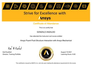 Course certificate for the ANSYS course in FSI | PPT